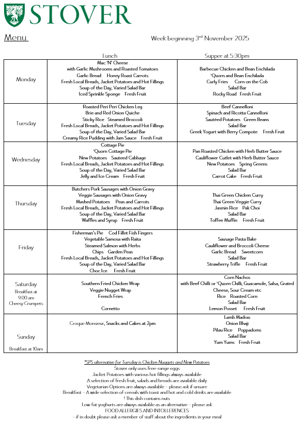 Food & Menus - Stover School
